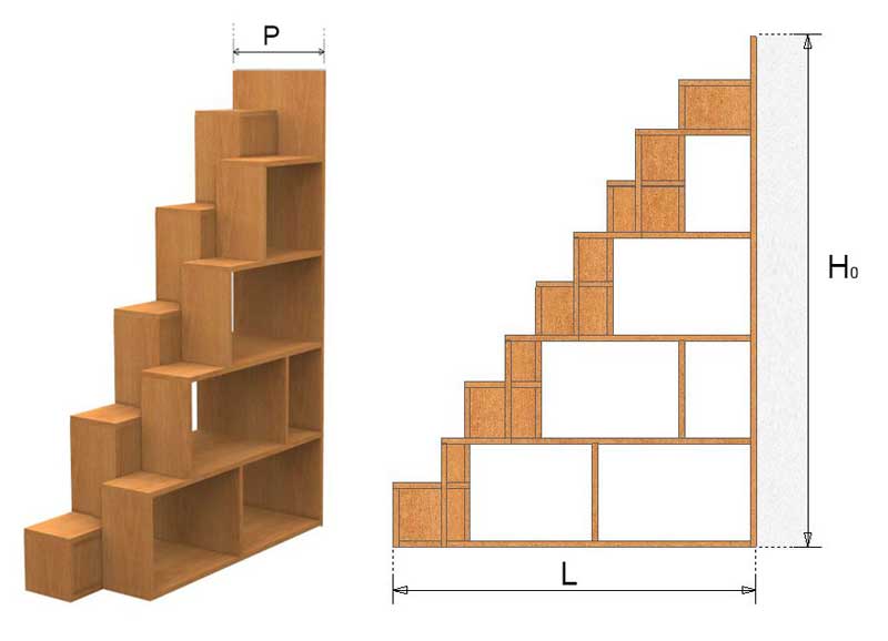 Scala box sfalsati su misura per soppalchi