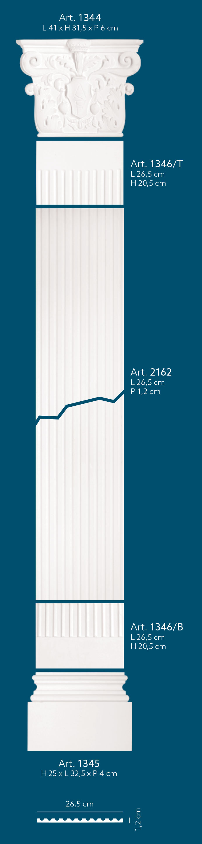 Lesena in gesso per parete 3-3