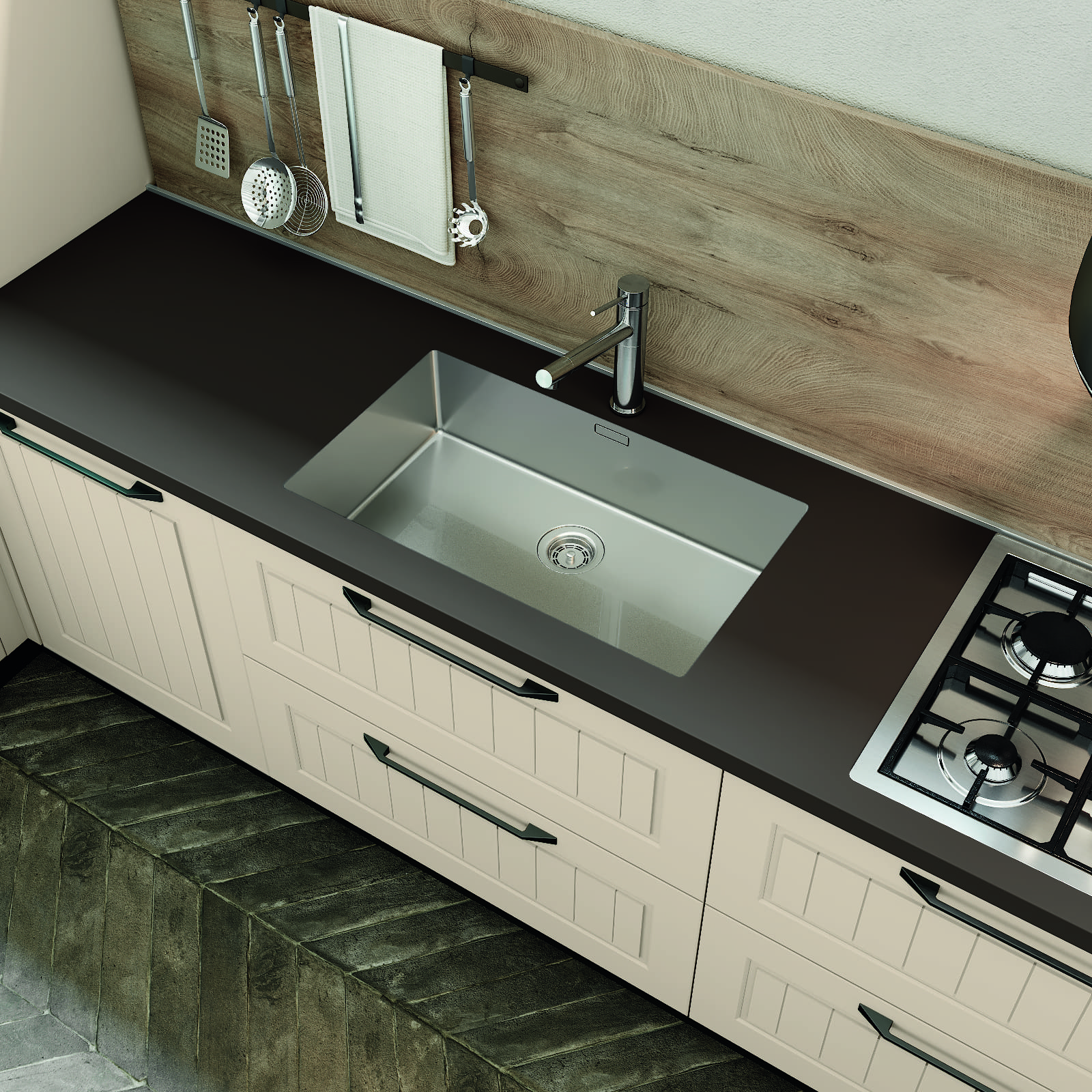 Vasca integrata inox per top stratificato Vasca integrata inox per top stratificato
